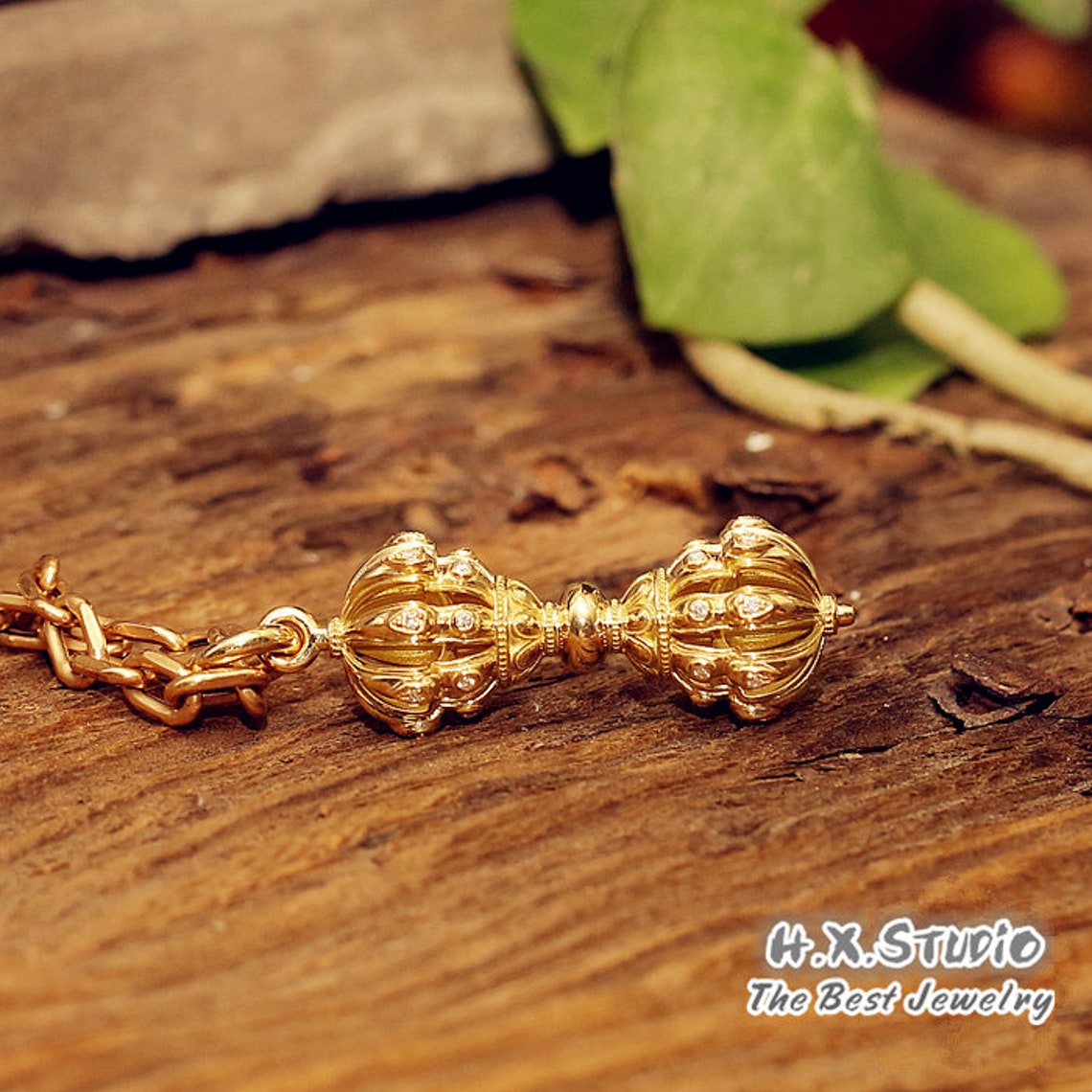 Solid 18k Gold Diamond Tibetan Gada Vajra Pendant pendant | Etsy