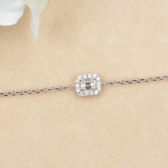 Diamond Simple Square Bracelet in Solid 18k Gold/custom Fine Jewelry ...