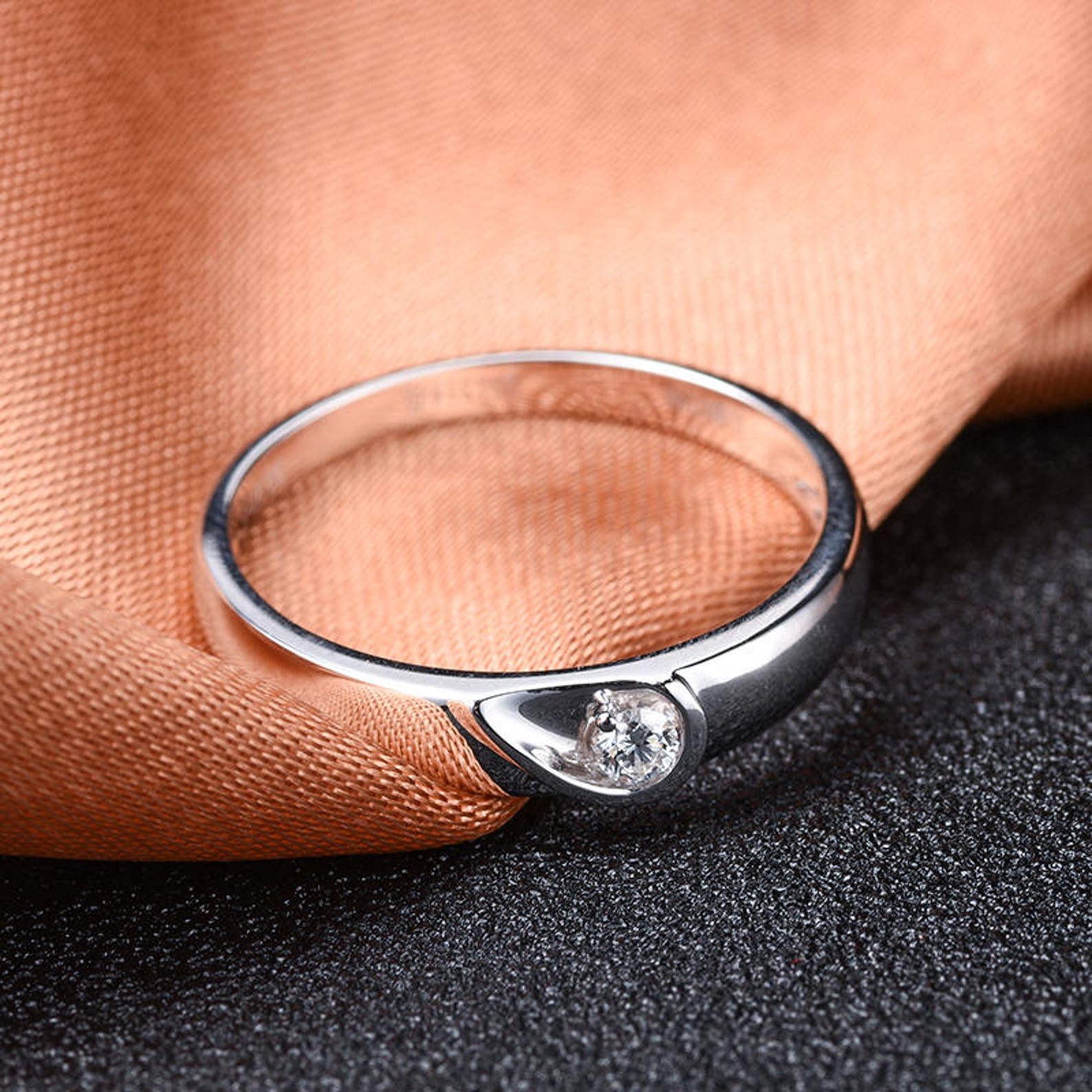 Diamond Matching Heart Wedding Rings in Solid 18k Gold/couple - Etsy