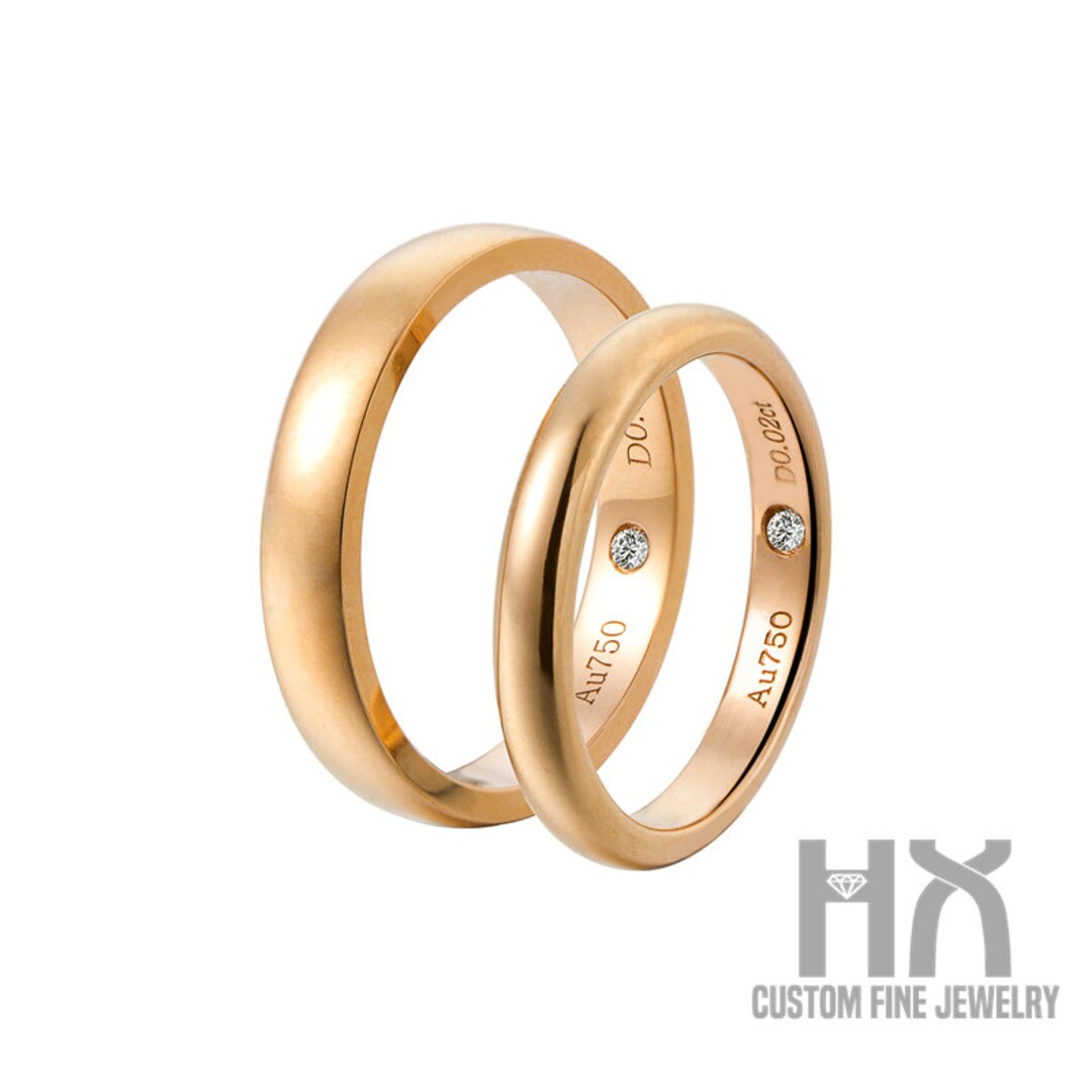 Diamond Matching Wedding Rings in 18k Gold or Platinum/couple Rings/his ...