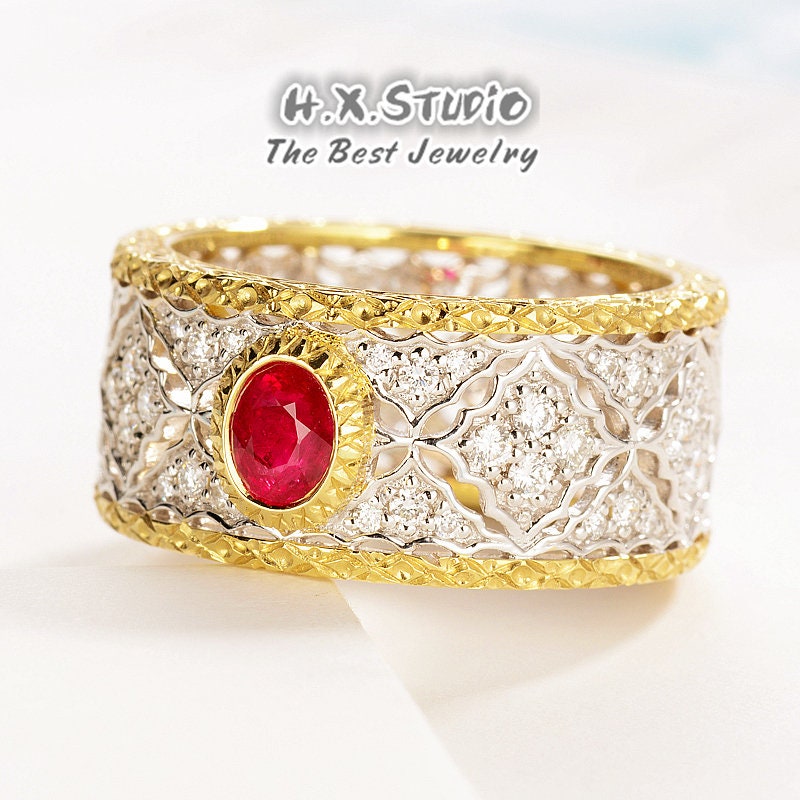 Ruby Filigree Ring - Etsy