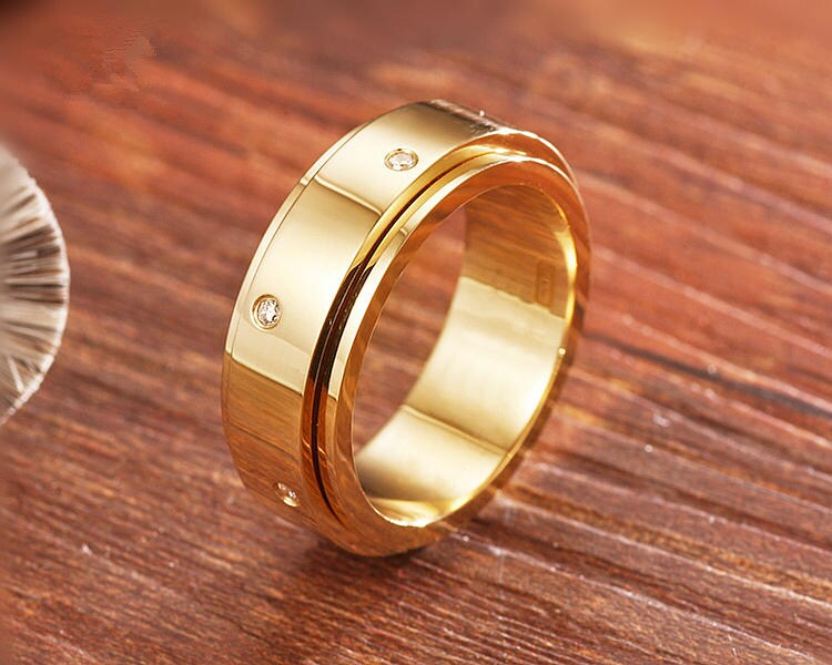 Diamond Spinning Wedding Ring in Solid 18k Gold/Spinner Wide | Etsy