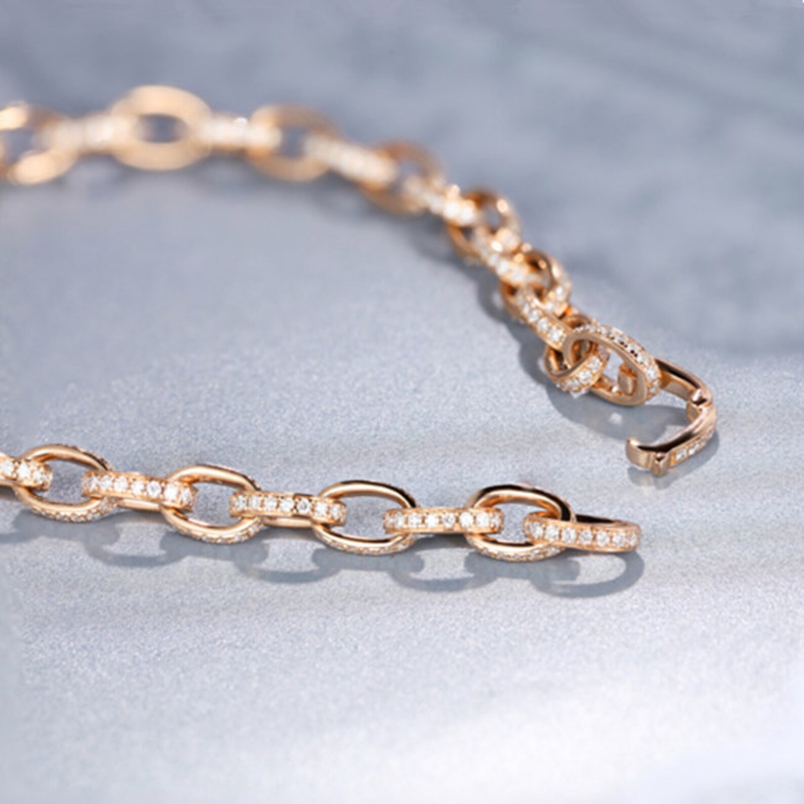 1.50CTW Diamond Link Chain Bracelet in Solid 18K Gold/custom Fine ...