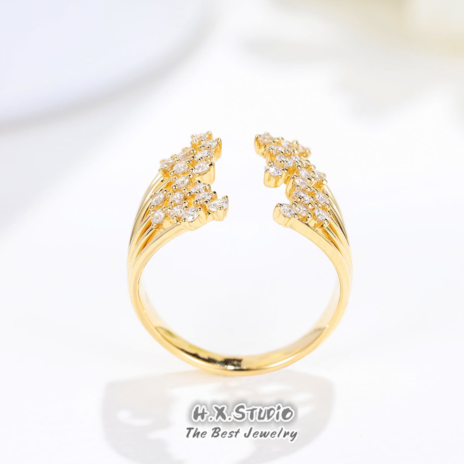 Diamond Statement Warp Ring in Solid 18k Gold Wide Wedding - Etsy