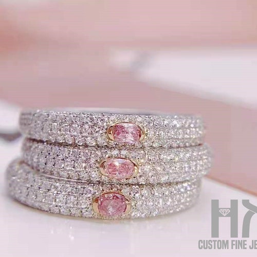 Pink Diamond Flower Ring in Solid 18k Gold/floral Engagement - Etsy