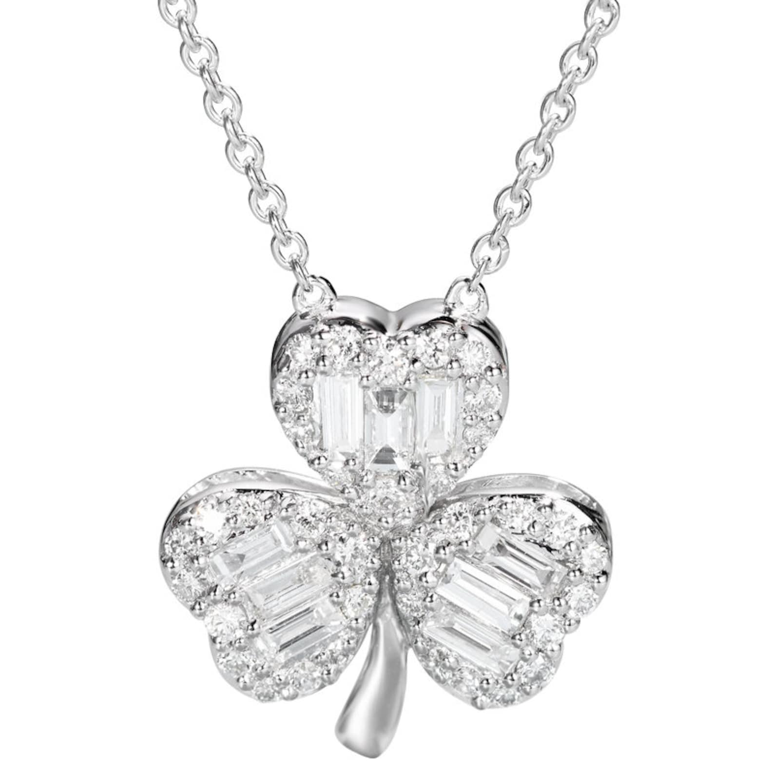 Diamond Shamrock Pendant Necklace in Solid 18K Gold/lucky | Etsy