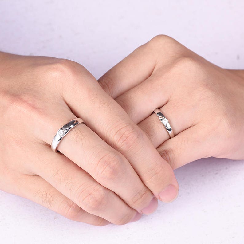 Diamond Matching Heart Wedding Rings in Solid 18k Gold/couple - Etsy