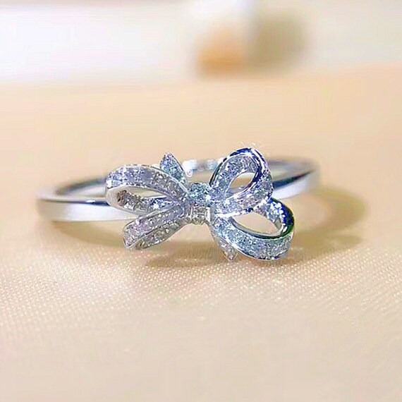 Diamond Bow Tie Ring in 18k Gold/diamond Wedding Ring/custom | Etsy