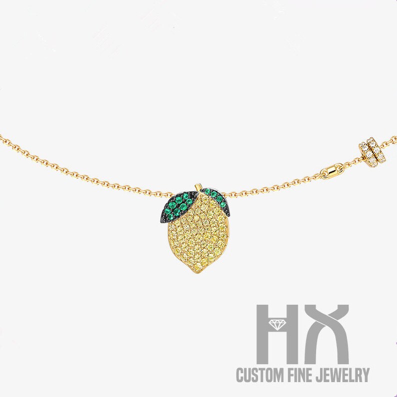 Yellow Diamond Lemon Pendant Necklace in Solid 18k Gold/custom - Etsy