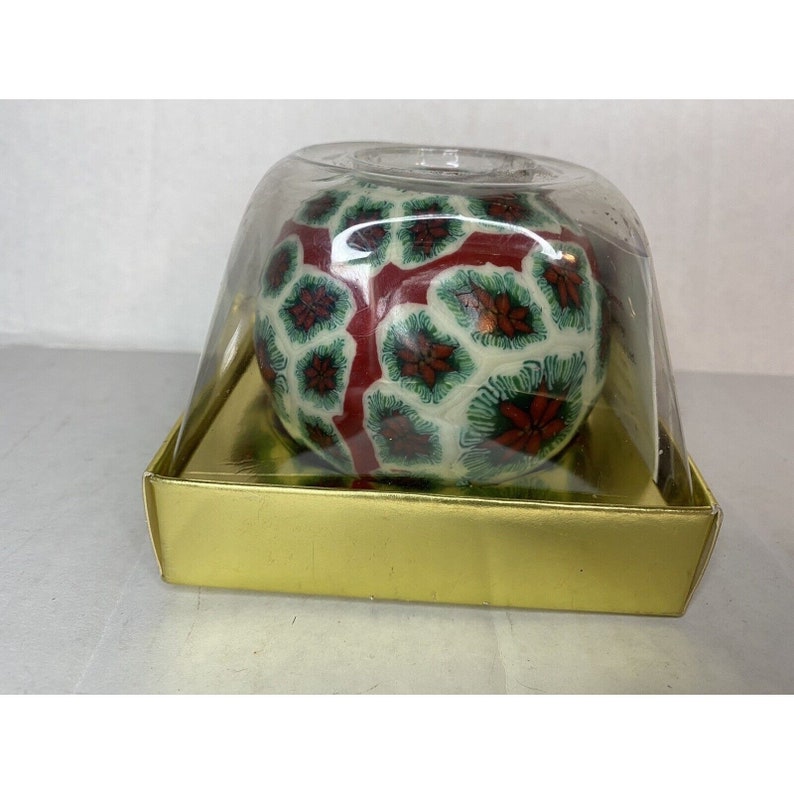 Vintage 90s Psychedelic Glowing Round Candle Christmas Poinsettia Art 3 ...