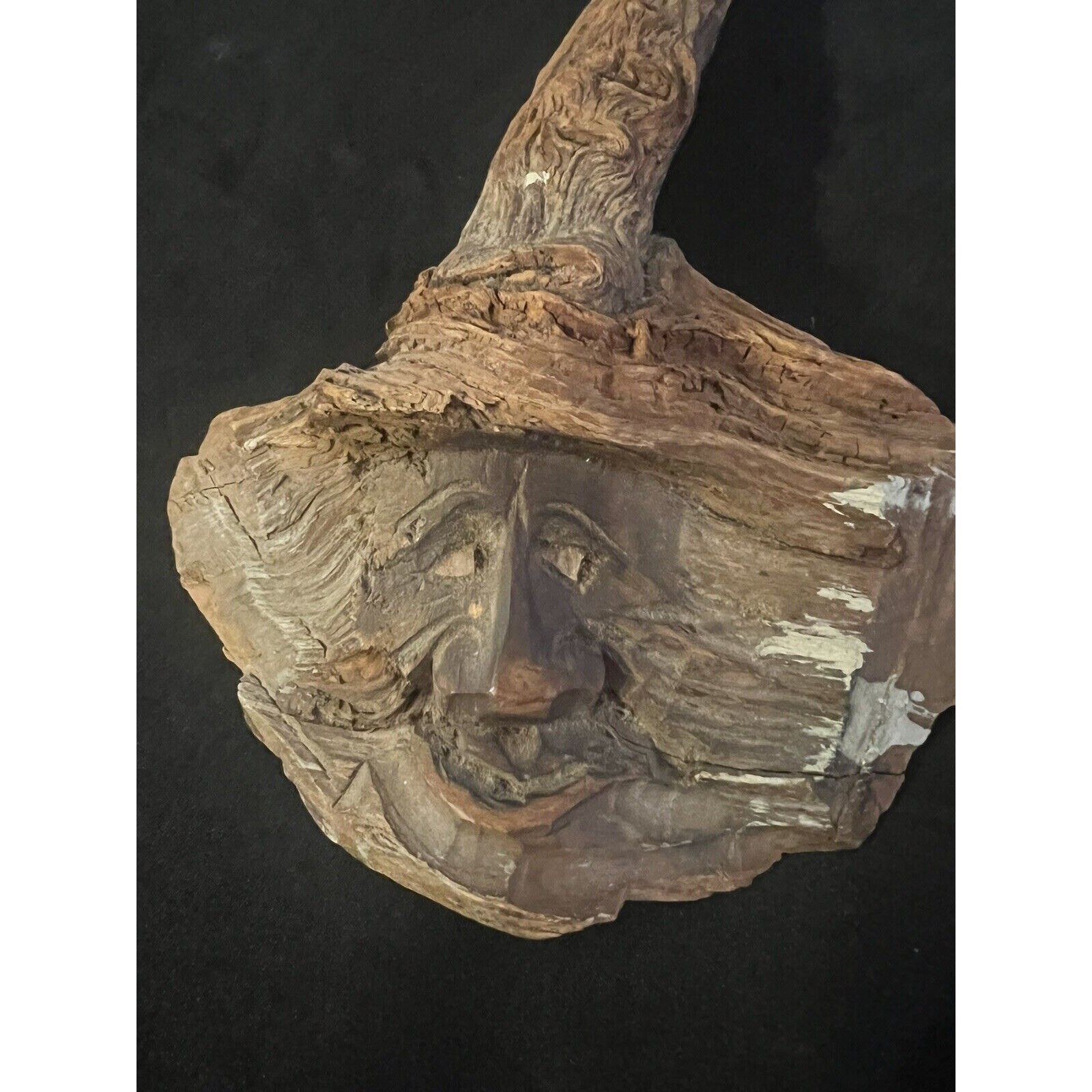 Wood Spirit Forest Gnome Face Knot Carving Unknown Artist Unique Wizard ...