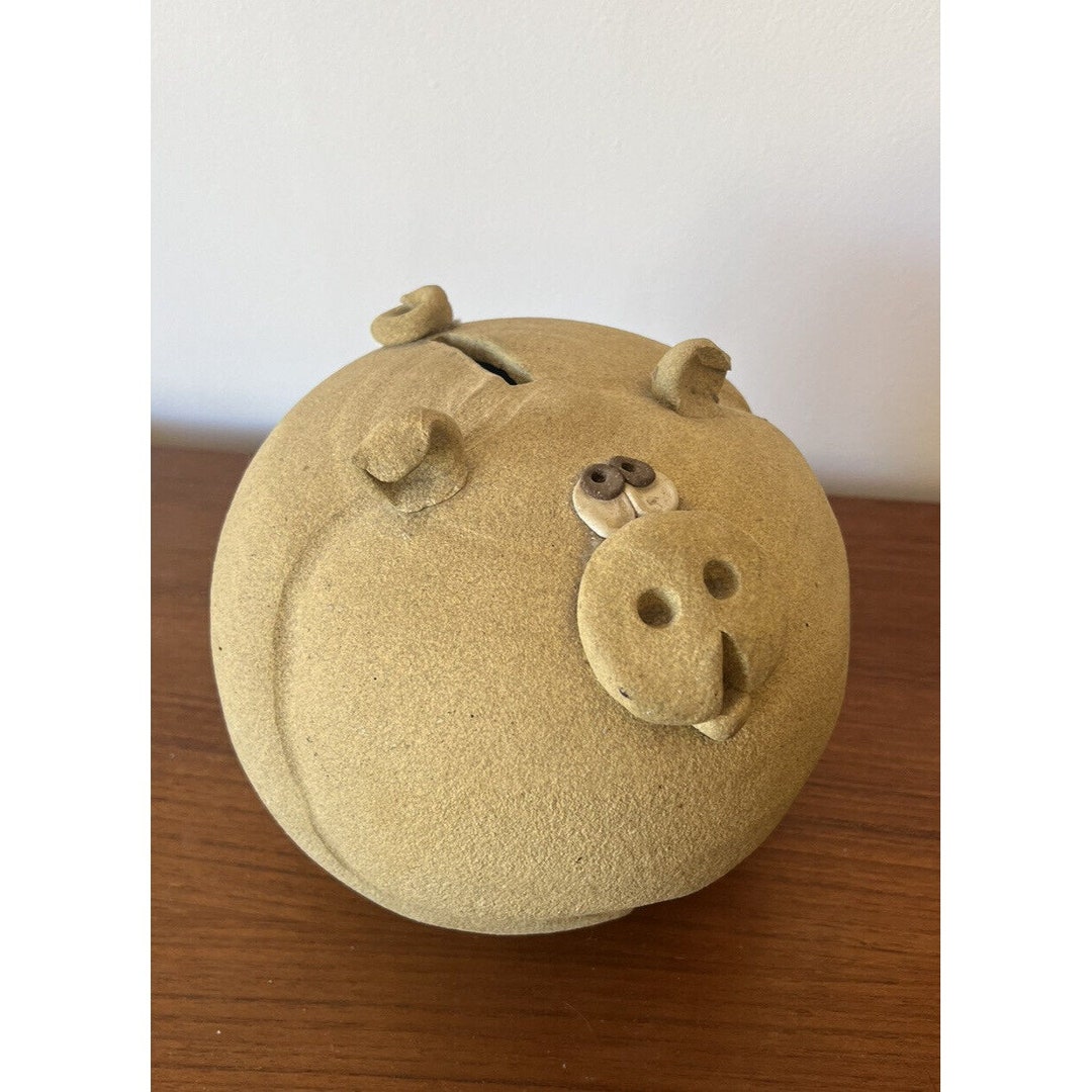 Vintage Studio Art Pottery Piggy Bank Handmade Pottery Pig 7” Mcm - Etsy