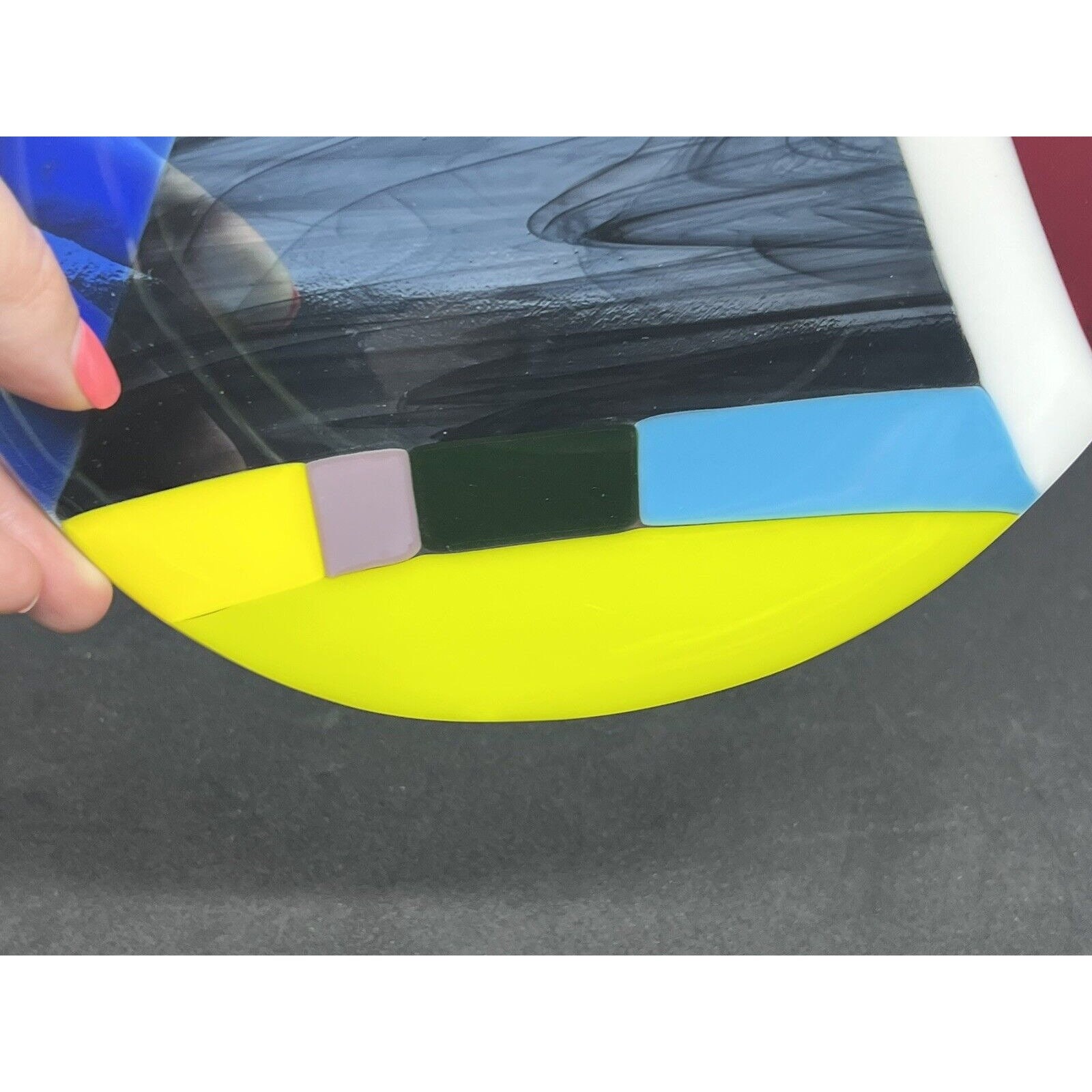 Decorative Retro Fused Multi Color Art Glass Plate Geometric ...