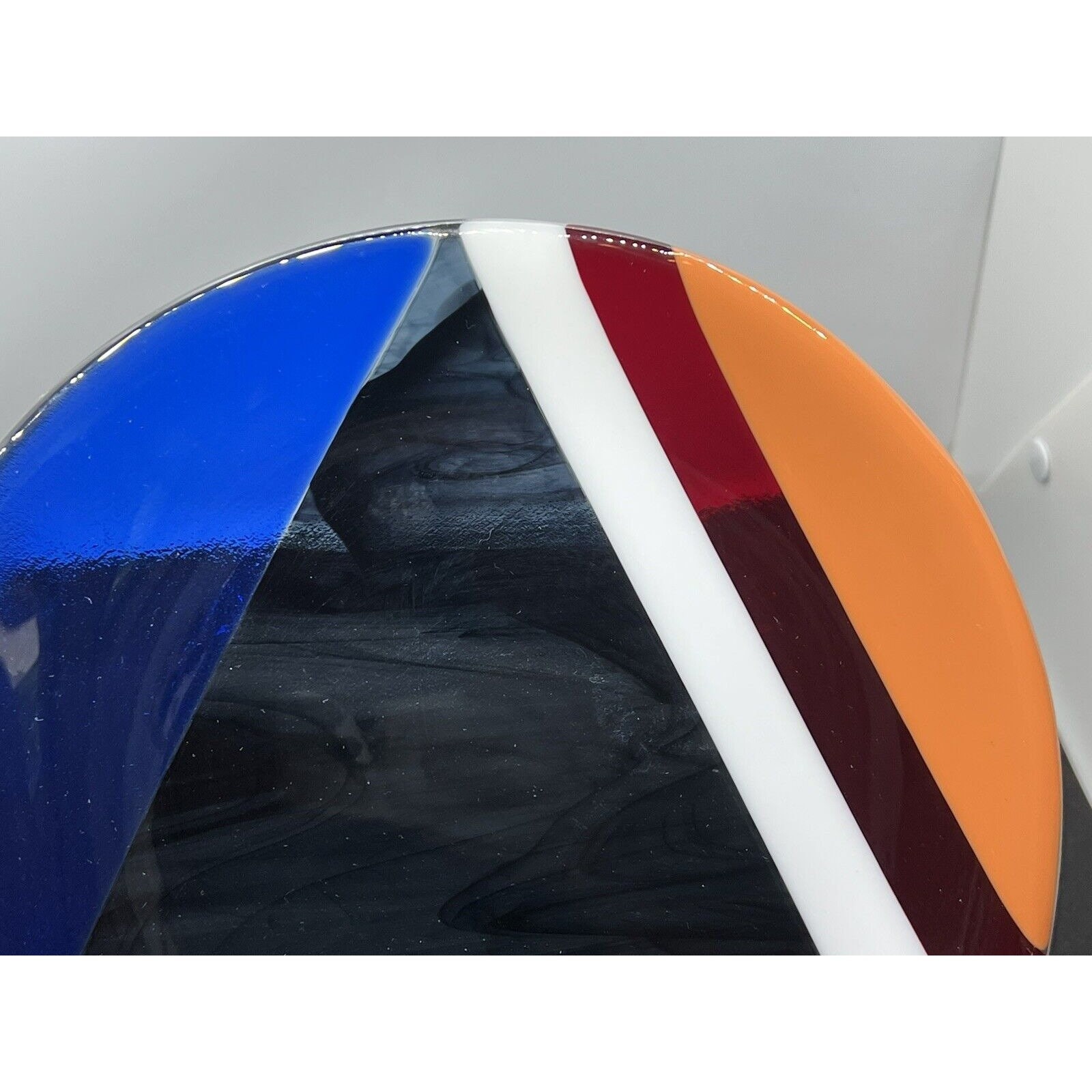 Decorative Retro Fused Multi Color Art Glass Plate Geometric ...