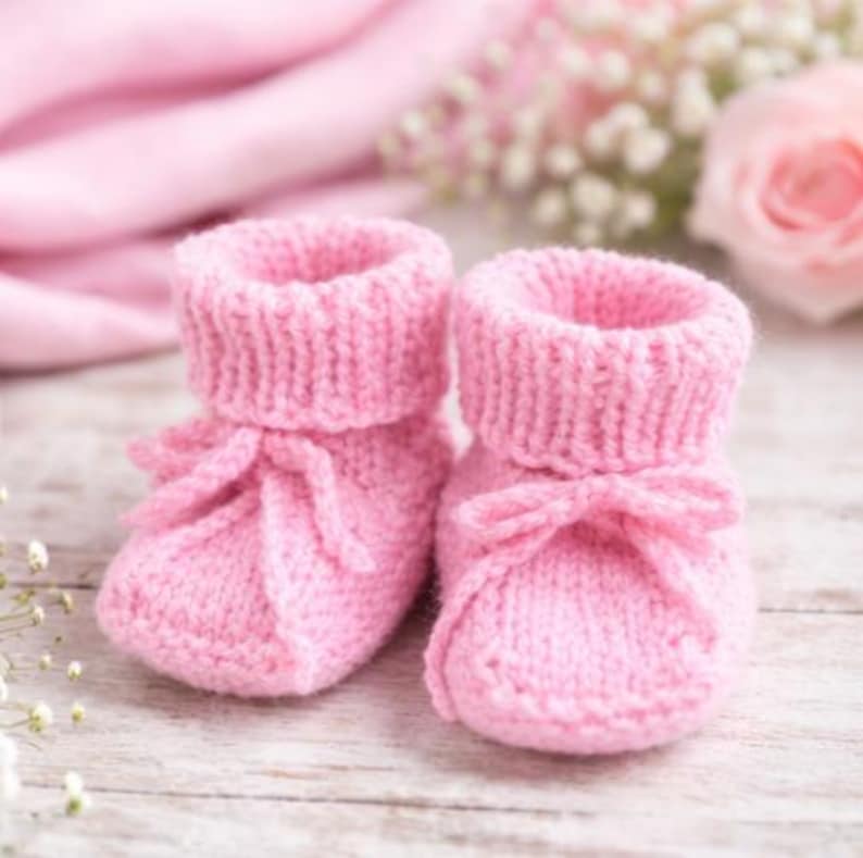 Hand Knit Baby Booties Pink, Newborn Girl Knitted Booties, Soft Infant ...