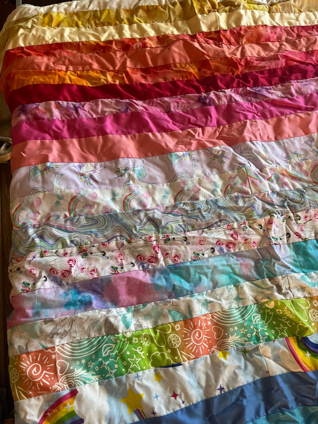 Rainbow Unicorn Quilt - Etsy