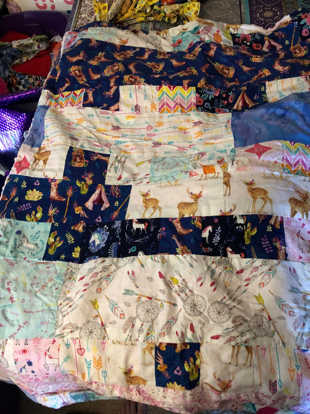 Boho Animal Girl Quilt - Etsy