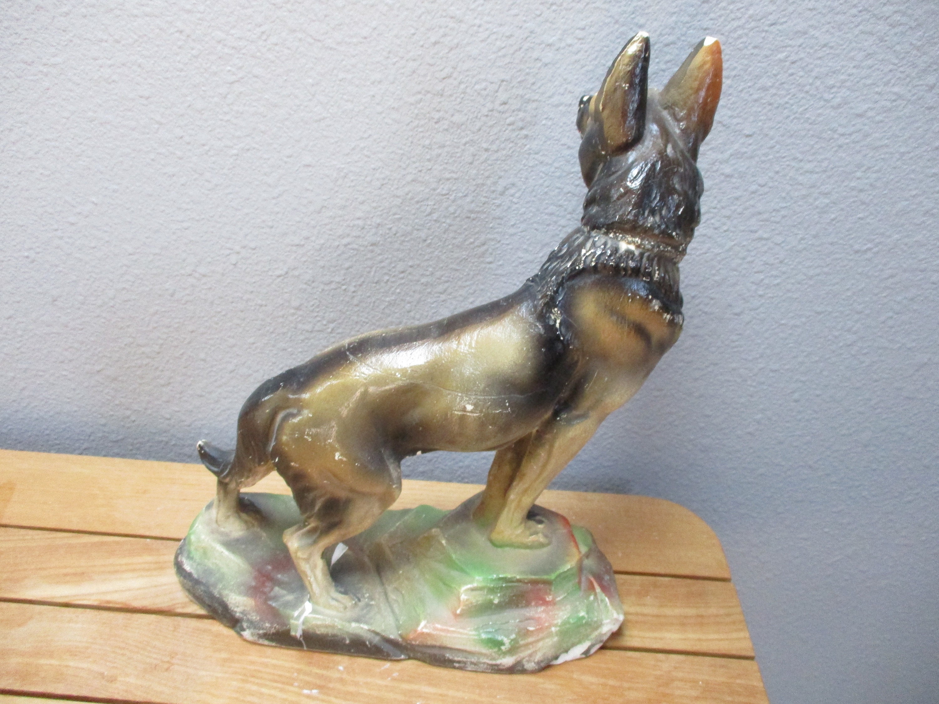 Vintage Large GERMAN SHEPHERD Chalkware Statue | Etsy