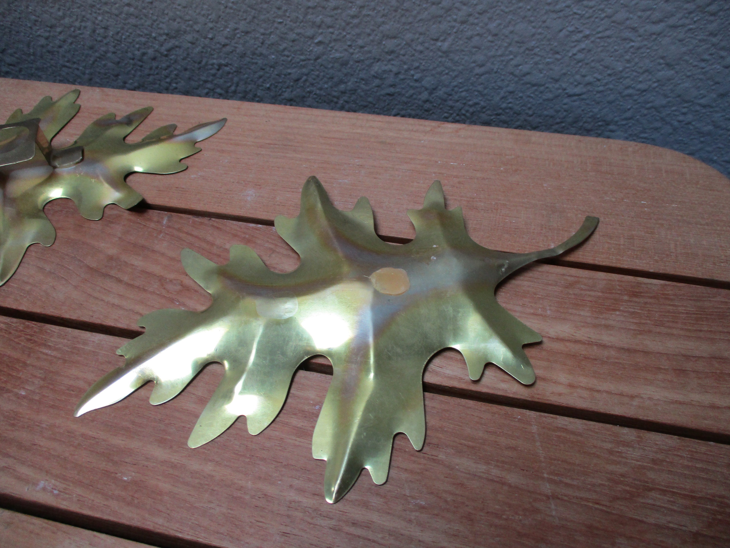 Vintage set of 3 Lightweight BRASS LEAVES Wall Hanging | Etsy