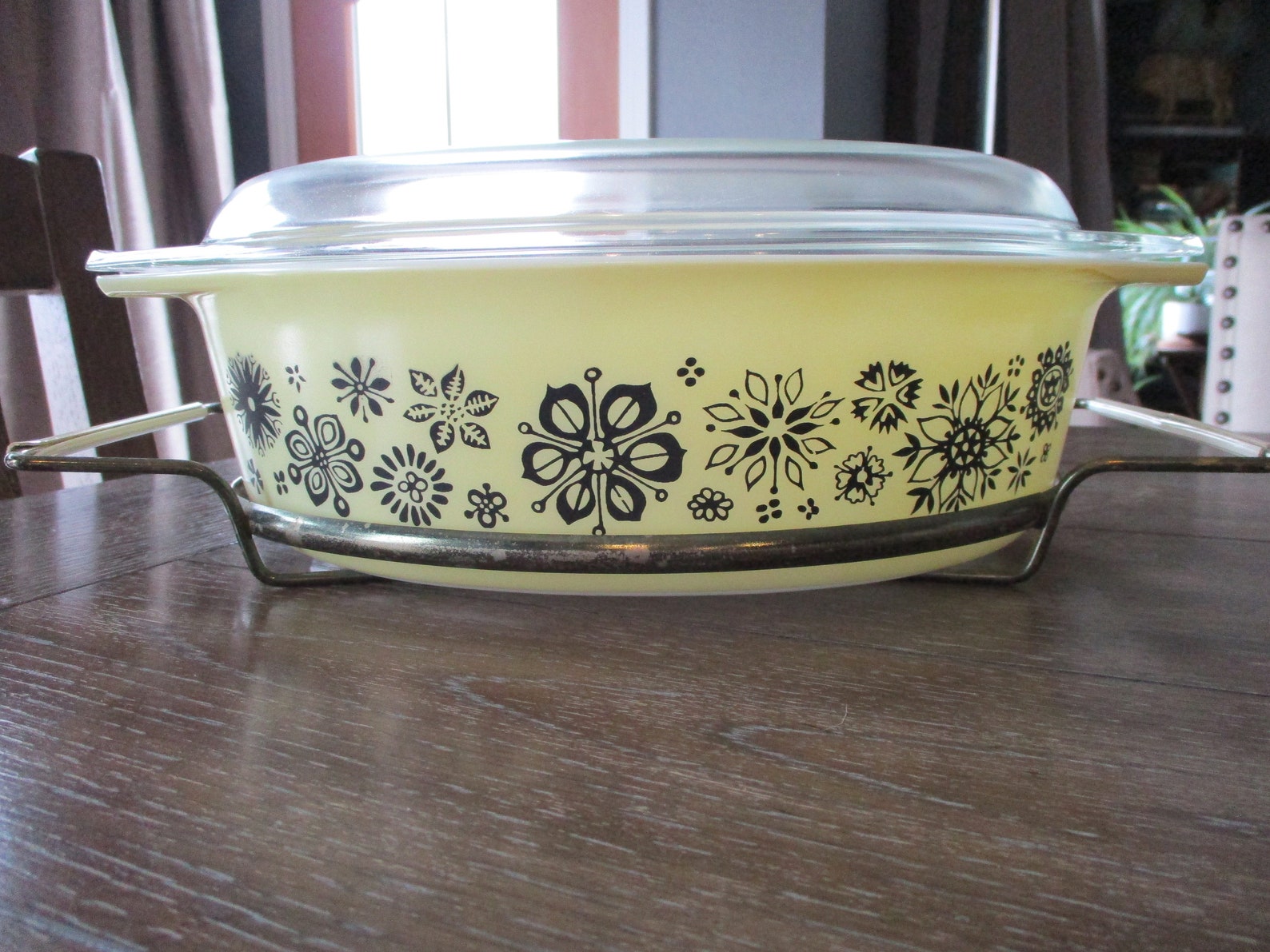 PRESSED FLOWERS PYREX Promotional Piece with Cradle and Lid | Etsy