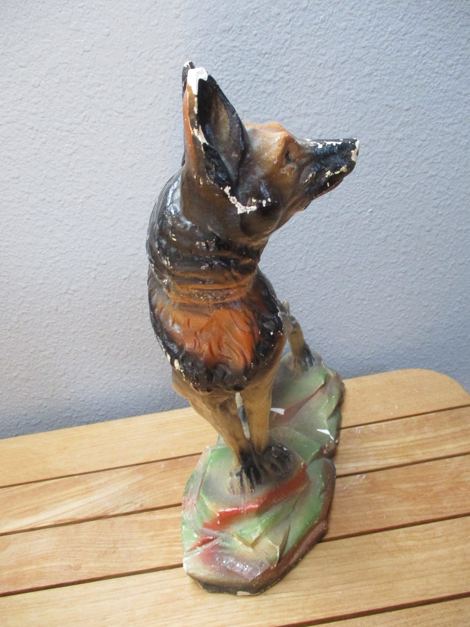 Vintage Large GERMAN SHEPHERD Chalkware Statue | Etsy