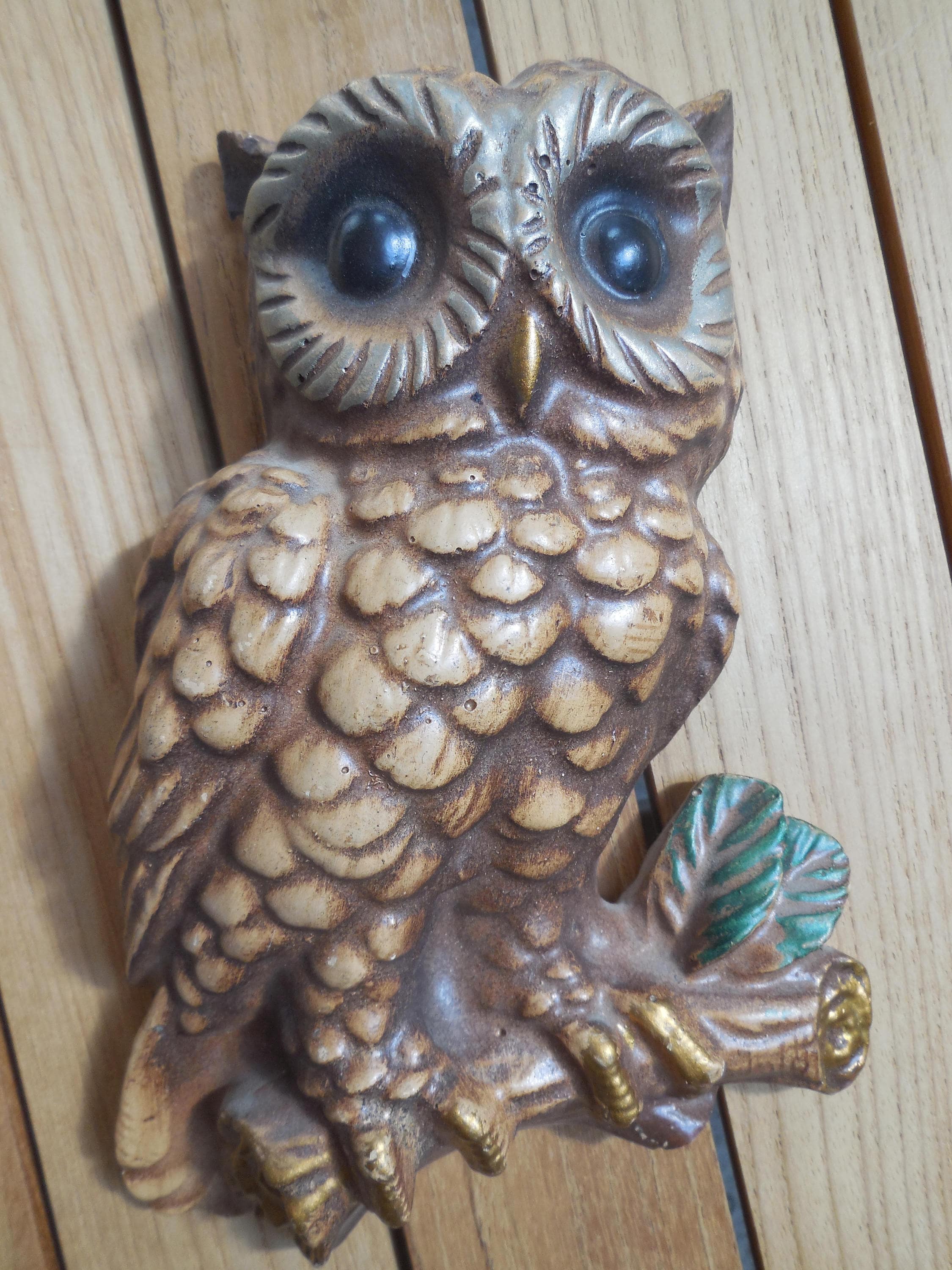 Vintage Chalkware OWL wall hanging pair | Etsy