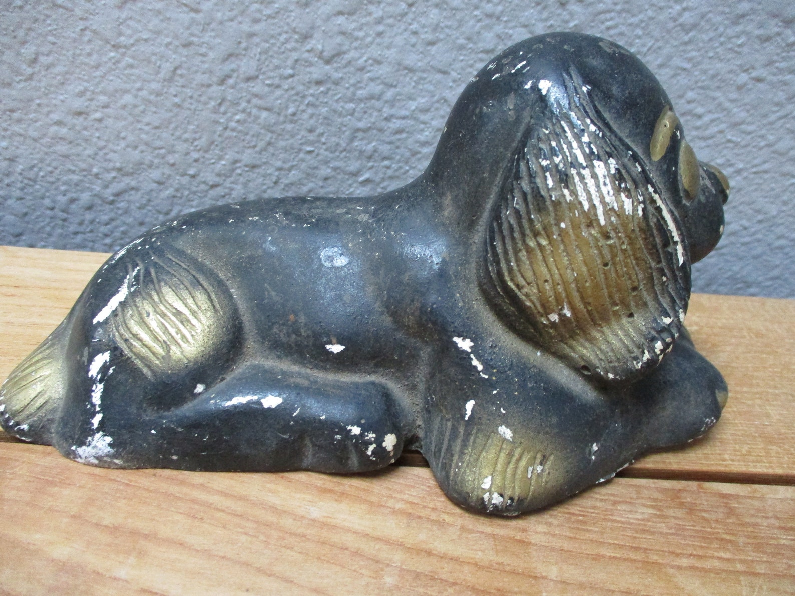 Vintage CHALKWARE Carnival Prize DOG Spaniel Laying Down Black - Etsy