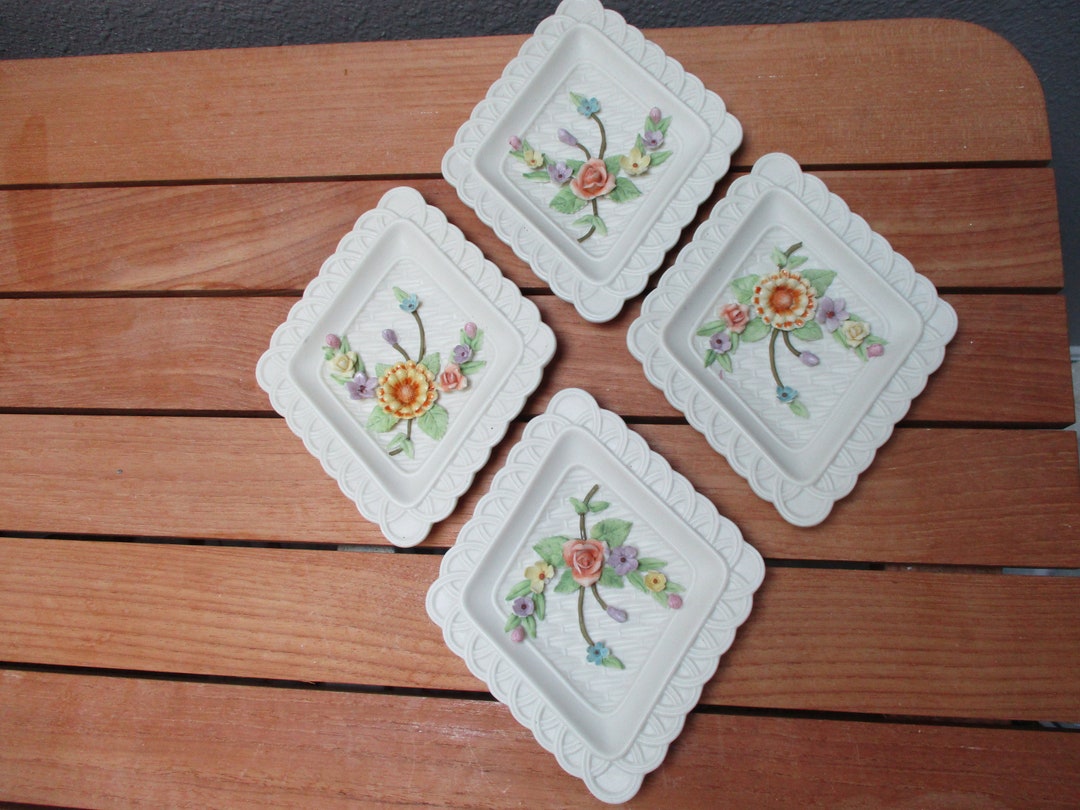 KW8246 Lefton ANTIQUE IVORY Set of 4 Floral Wall Hanging - Etsy