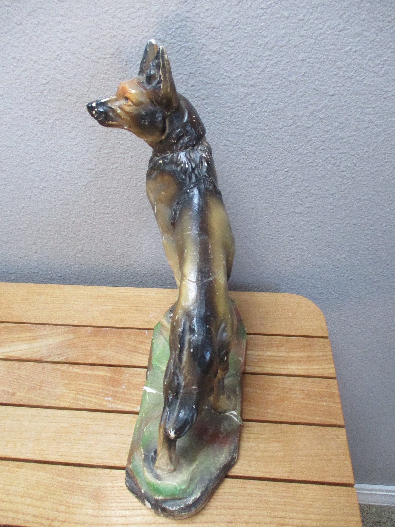 Vintage Large GERMAN SHEPHERD Chalkware Statue | Etsy