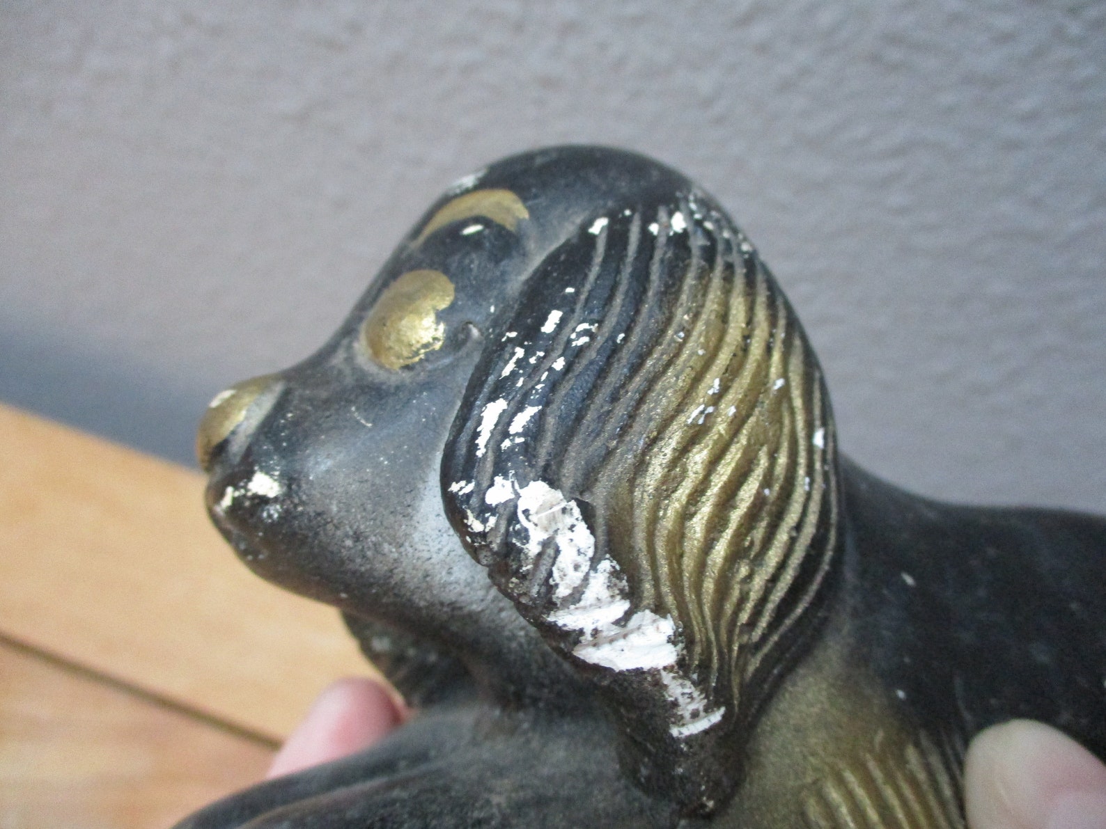 Vintage CHALKWARE Carnival Prize DOG Spaniel Laying Down Black - Etsy