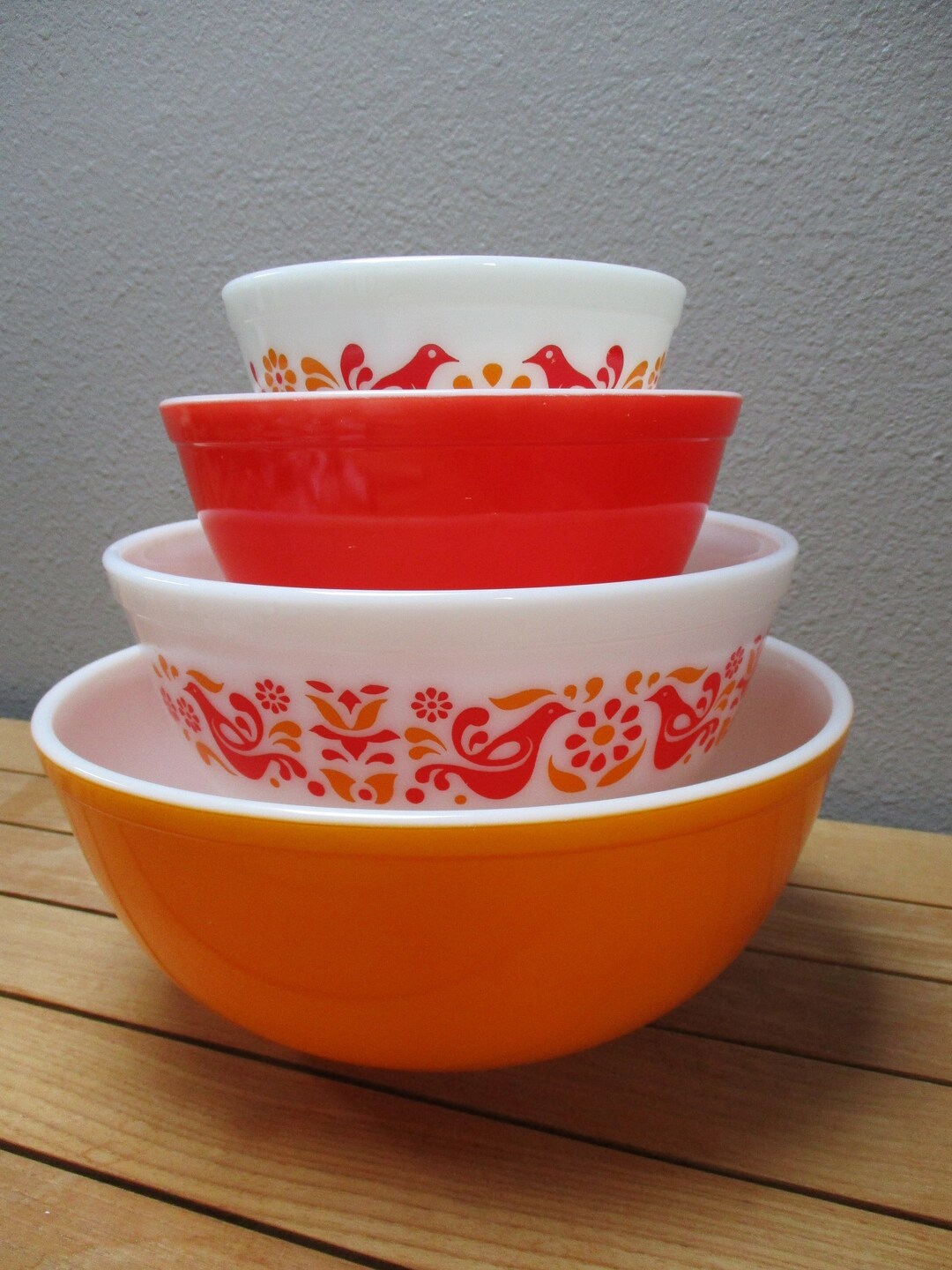 FRIENDSHIP BIRDS PYREX Set Glossy Round Mixing Bowls - Etsy