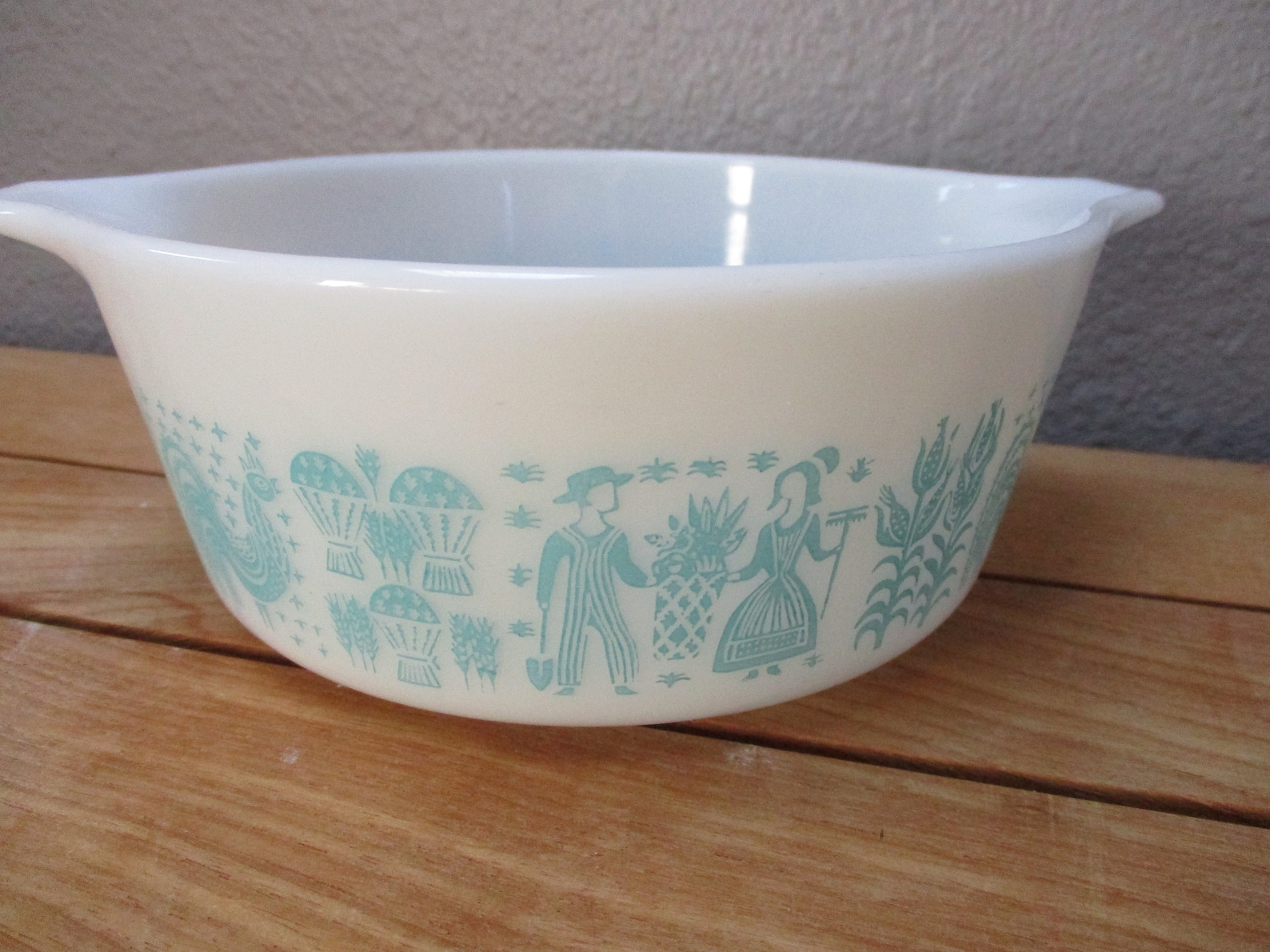Vintage Pyrex 472 Amish Butterprint Turquoise on White | Etsy
