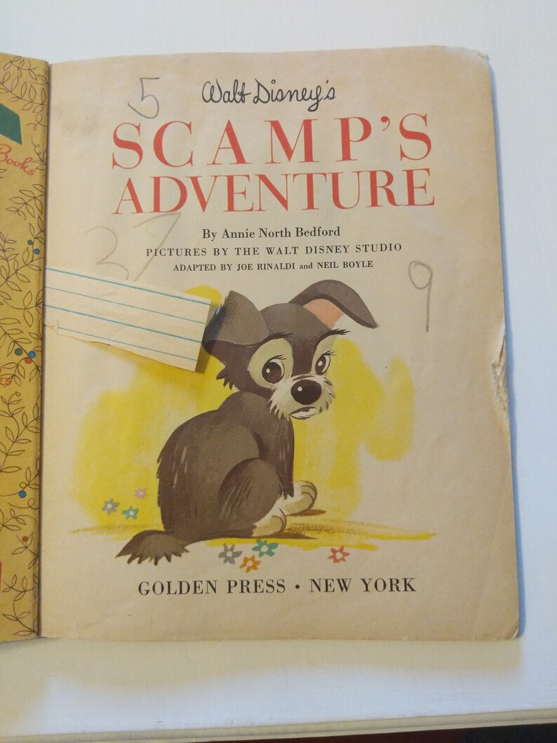 Little Golden Book Walt Disneys Scamps Adventure 1958 C - Etsy
