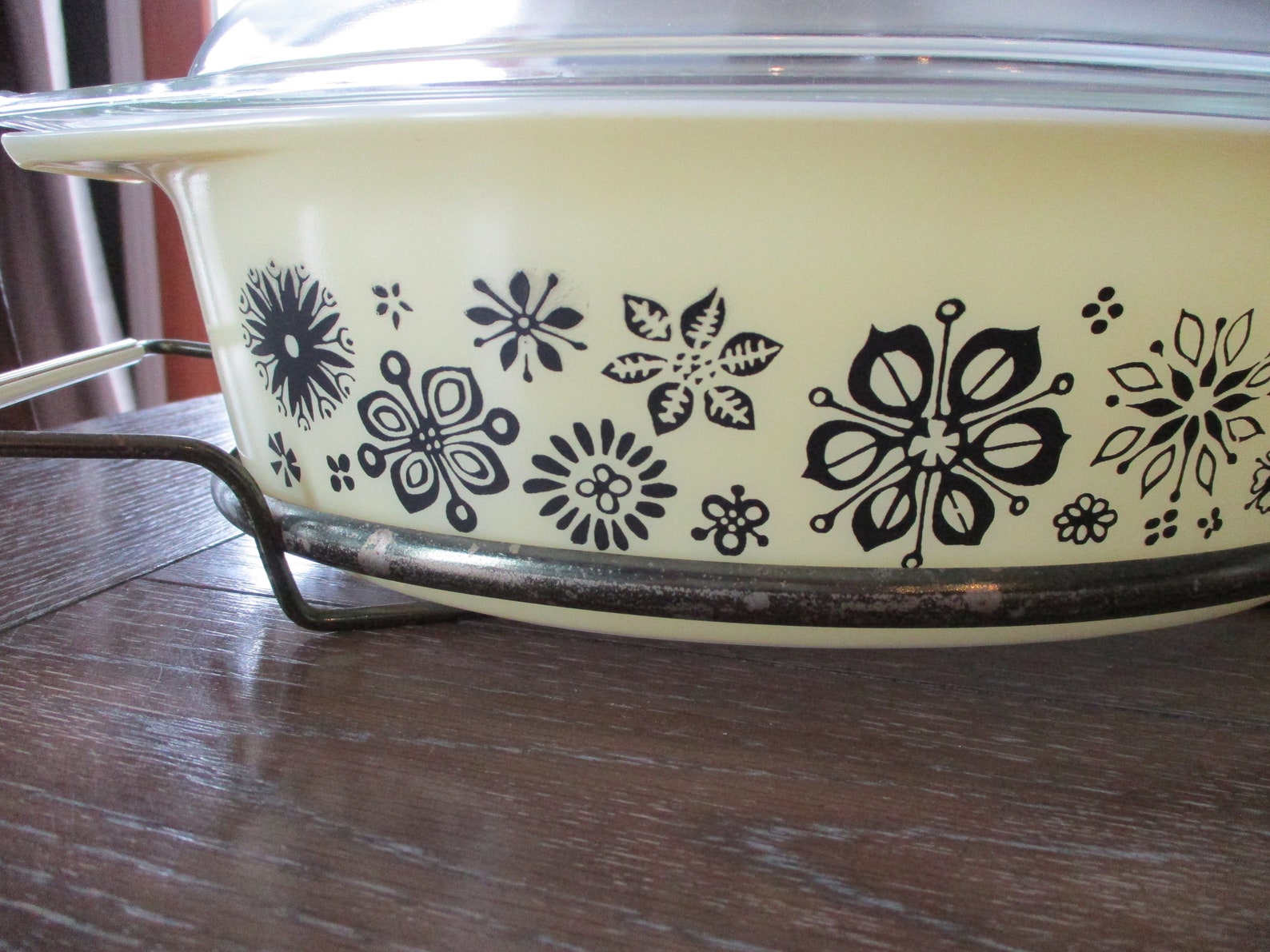 PRESSED FLOWERS PYREX Promotional Piece with Cradle and Lid | Etsy