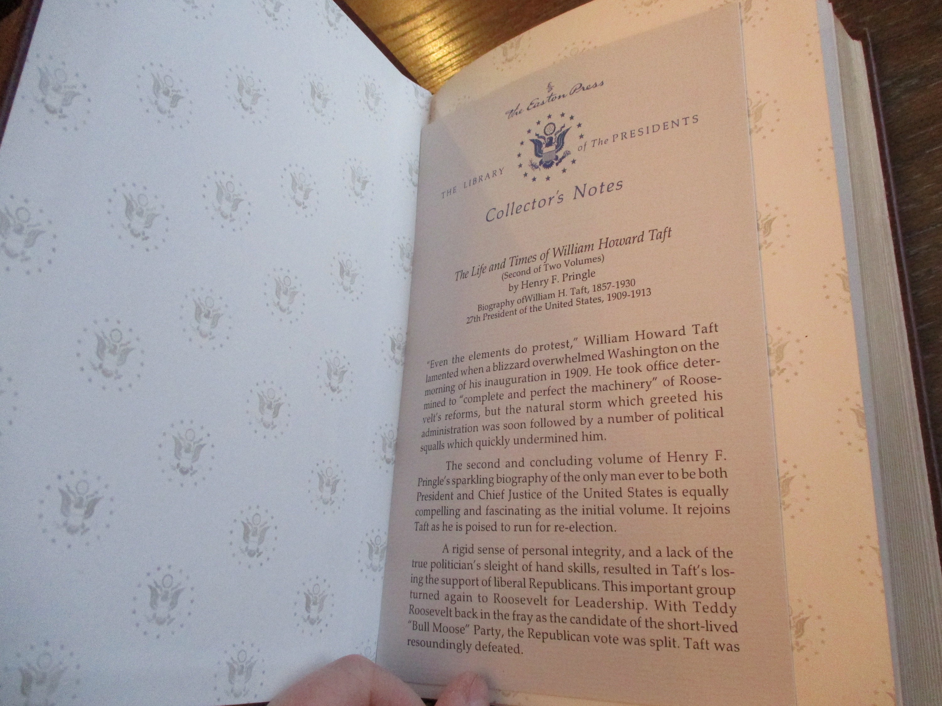 William Taft EASTON PRESS Henry Pringle 1986 Volume two | Etsy