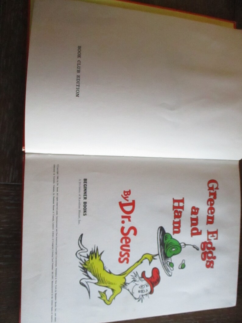 DR Seuss Green Eggs and Ham 50 Word Vocab 1960 Book Club - Etsy