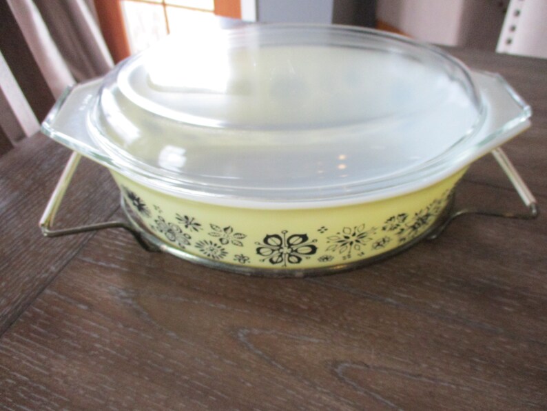 PRESSED FLOWERS PYREX Promotional Piece with Cradle and Lid | Etsy