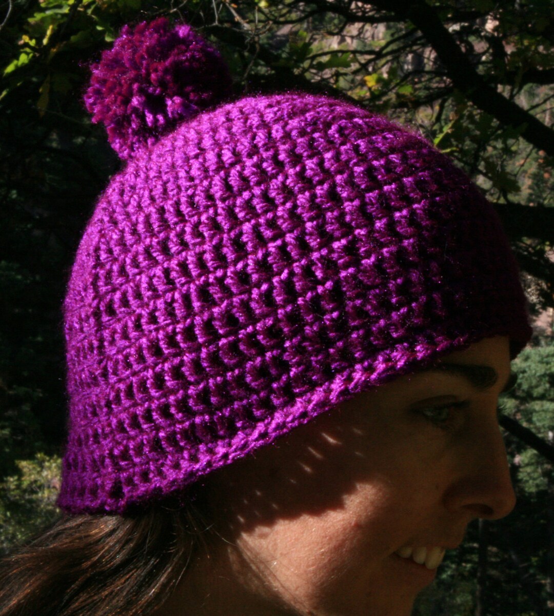 Vivid Plum Pom Pom Hat - Cozy, Stylish, and Playful Beanie - Etsy