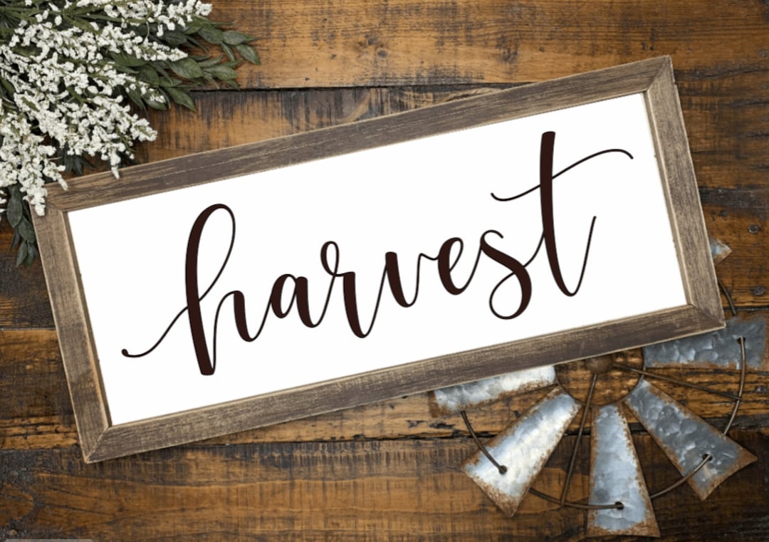 Harvest Sign Farmhouse Decor Framed Wood Sign Thanksgiving - Etsy