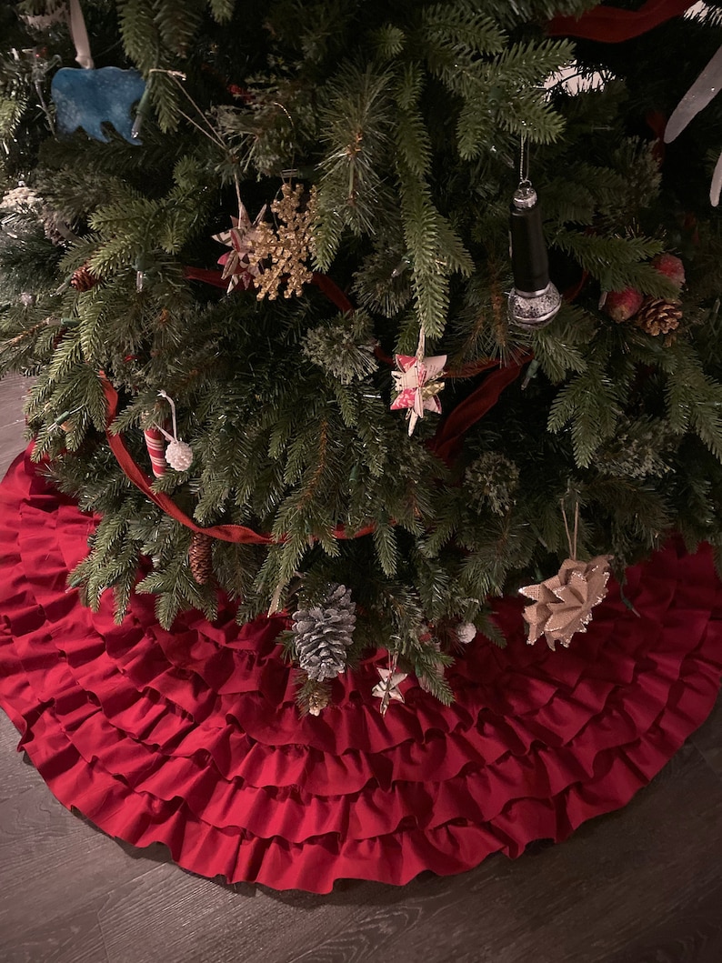 Ruffled Tree Skirt Choose Color and Size SERGED Edges - Etsy