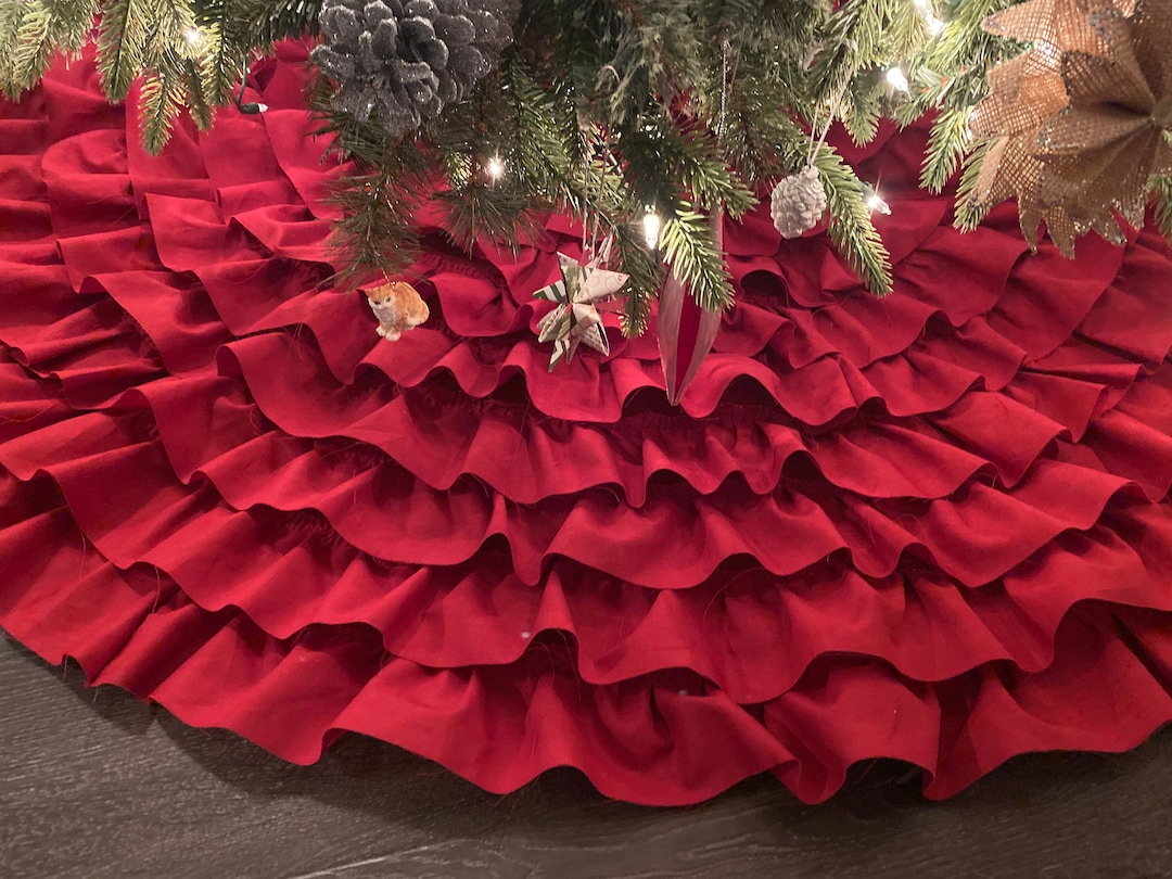 Ruffled Tree Skirt - Choose Color and Size - SERGED Edges - Etsy