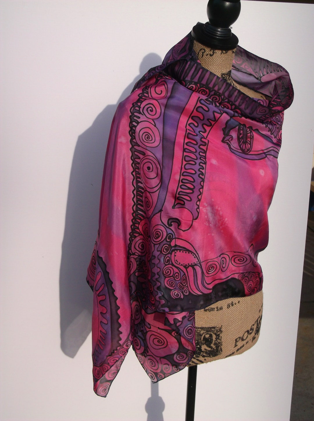 Greek Mytholog Silk Shawl 71in.x 23in.handpainted Ruana - Etsy