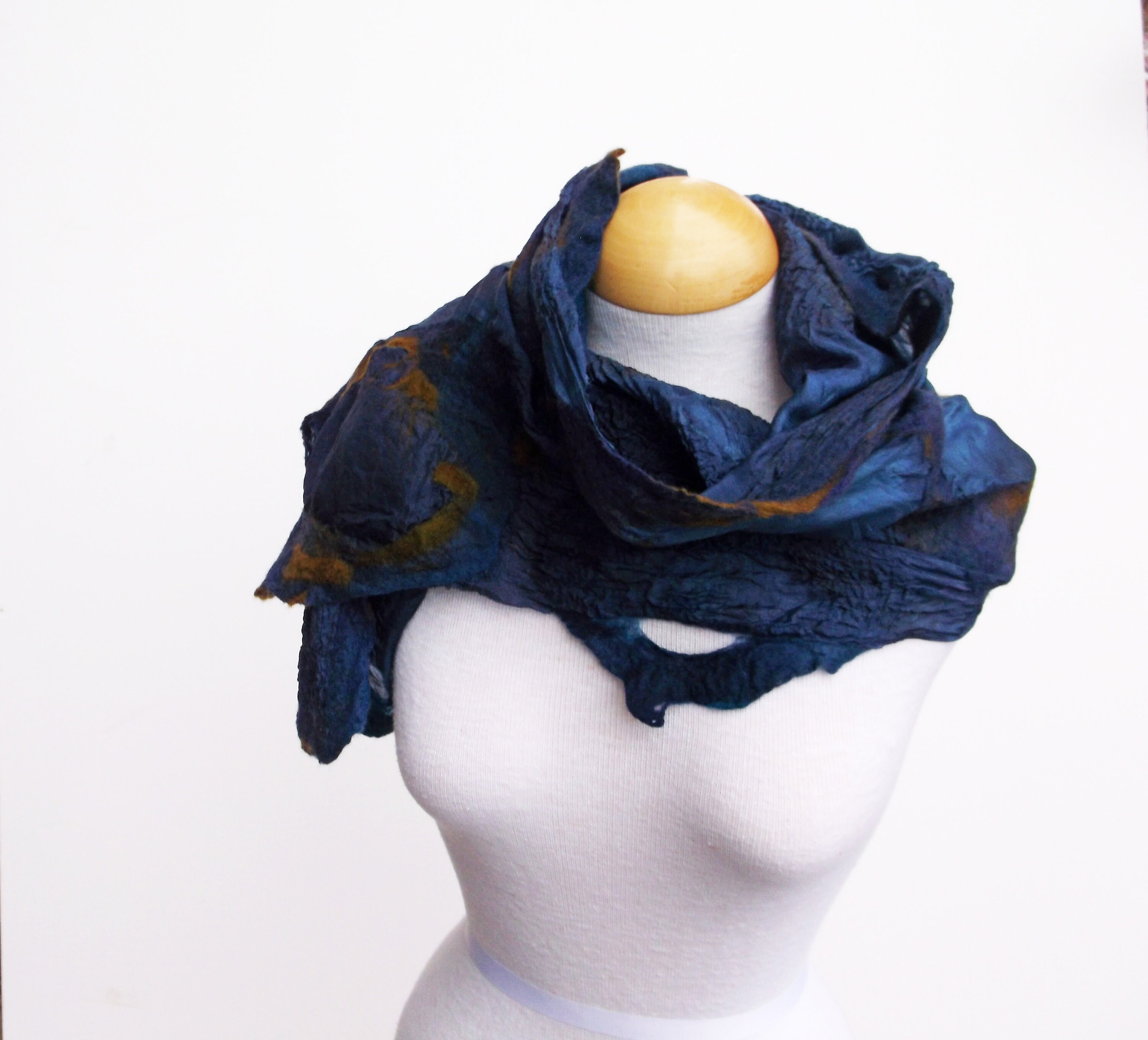 Nuno Felted Scarf Blue Navy Blue 59in.x19in. OOAK Statement - Etsy
