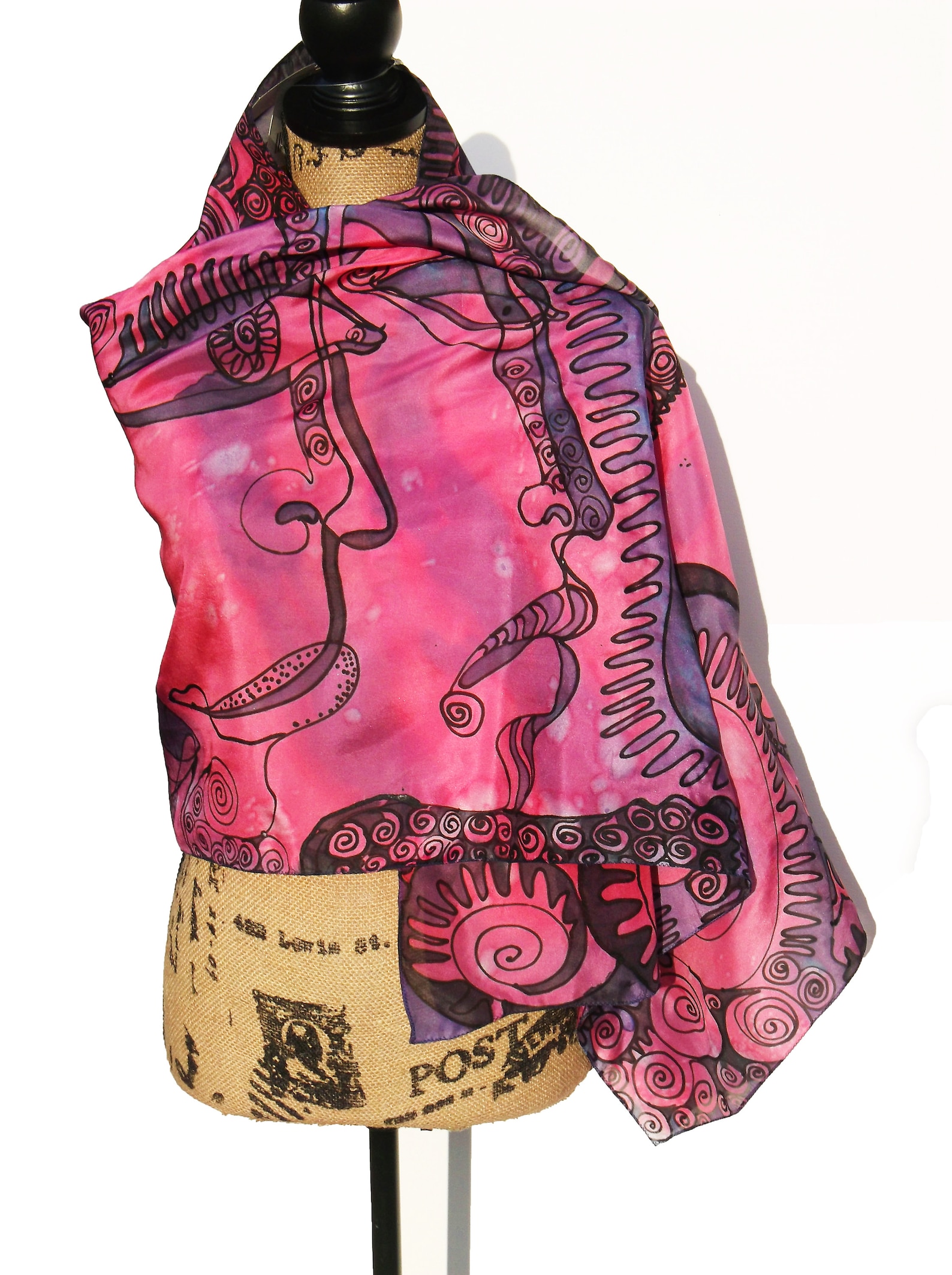 Greek Mytholog Silk Shawl 71in.x 23in.handpainted Ruana - Etsy