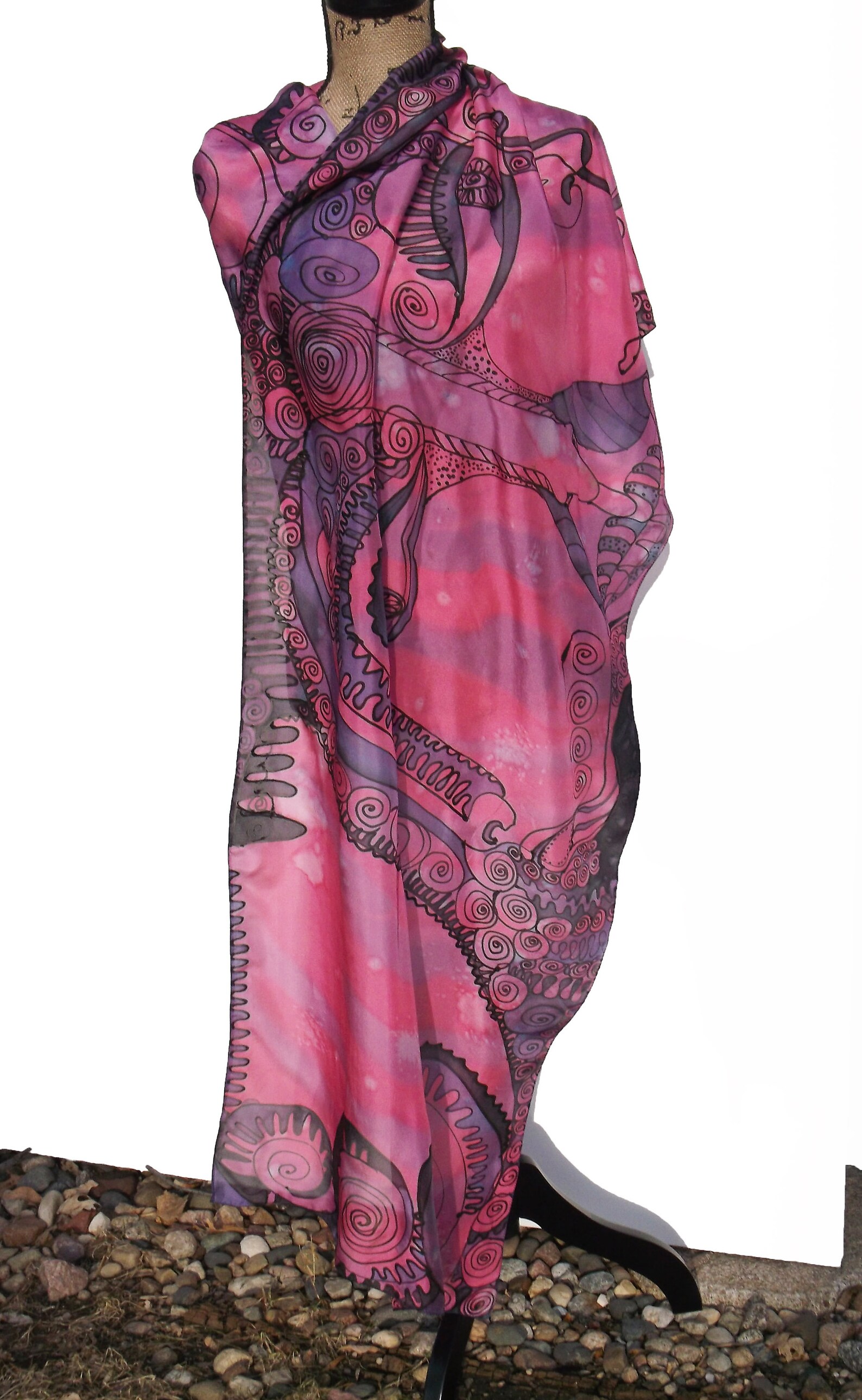 Greek Mytholog Silk Shawl 71in.x 23in.handpainted Ruana - Etsy