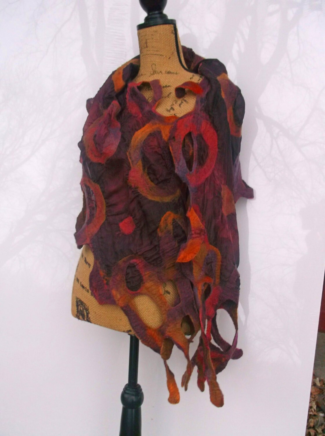 Nuno Felted Scarf Shades of Purple and Burgundyooak Gift for - Etsy