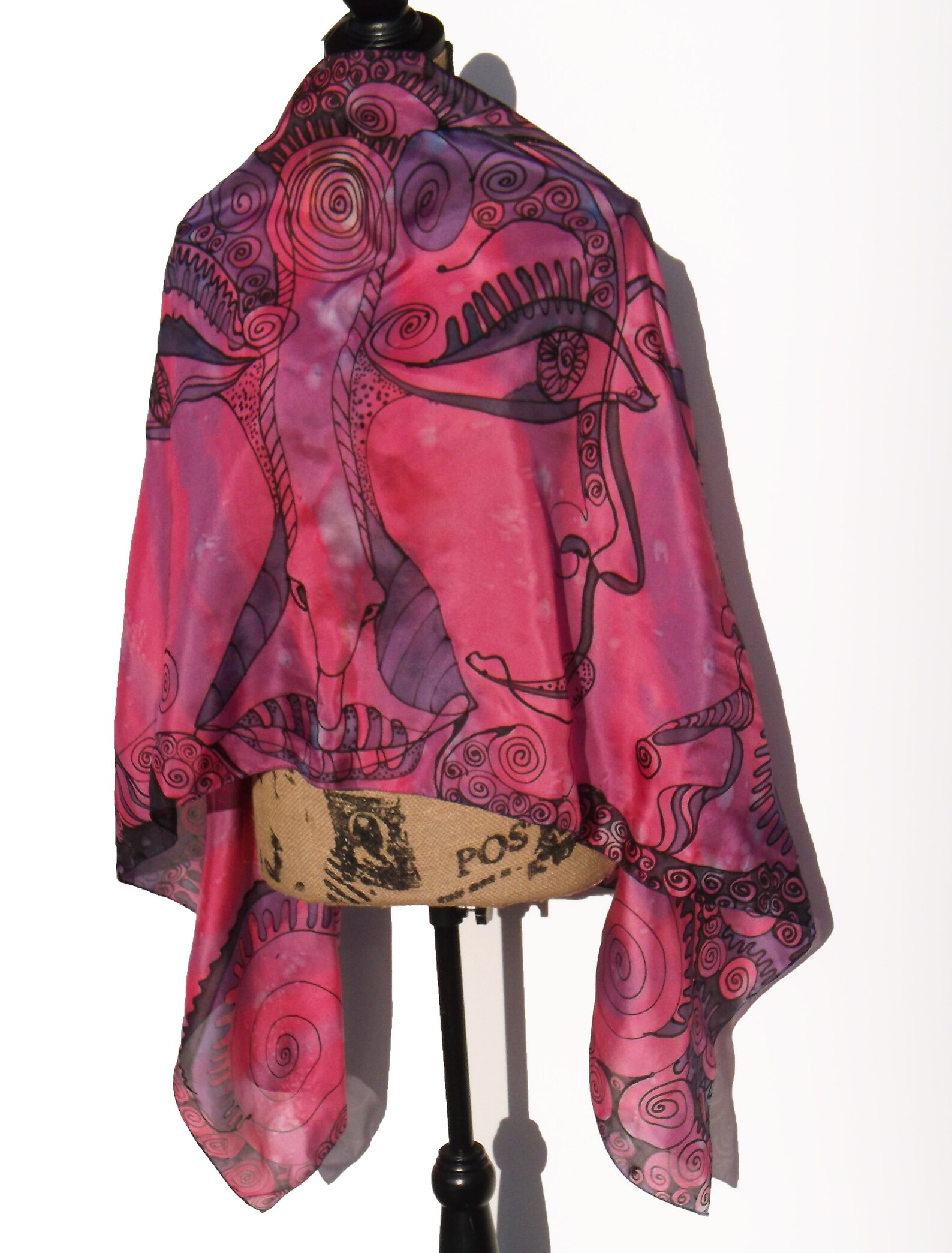 Greek Mytholog Silk Shawl 71in.x 23in.handpainted Ruana - Etsy