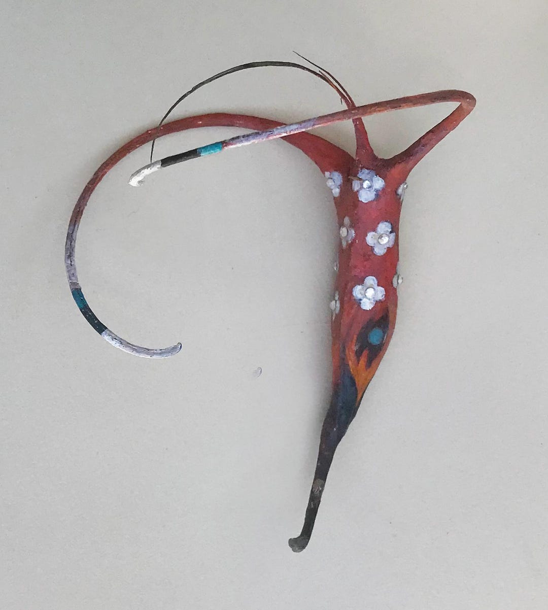 1 Large Devil Claw Seed Pod Hand Painted Art by Miriam Slater Red Oil ...