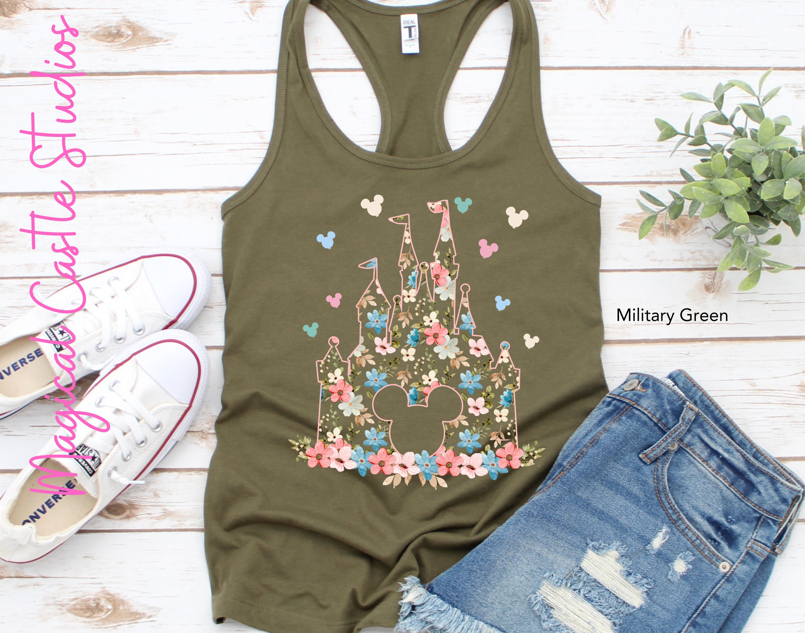 Disney Castle Racerback Tank, Floral Castle Tank, Magic Kingdom Tank ...