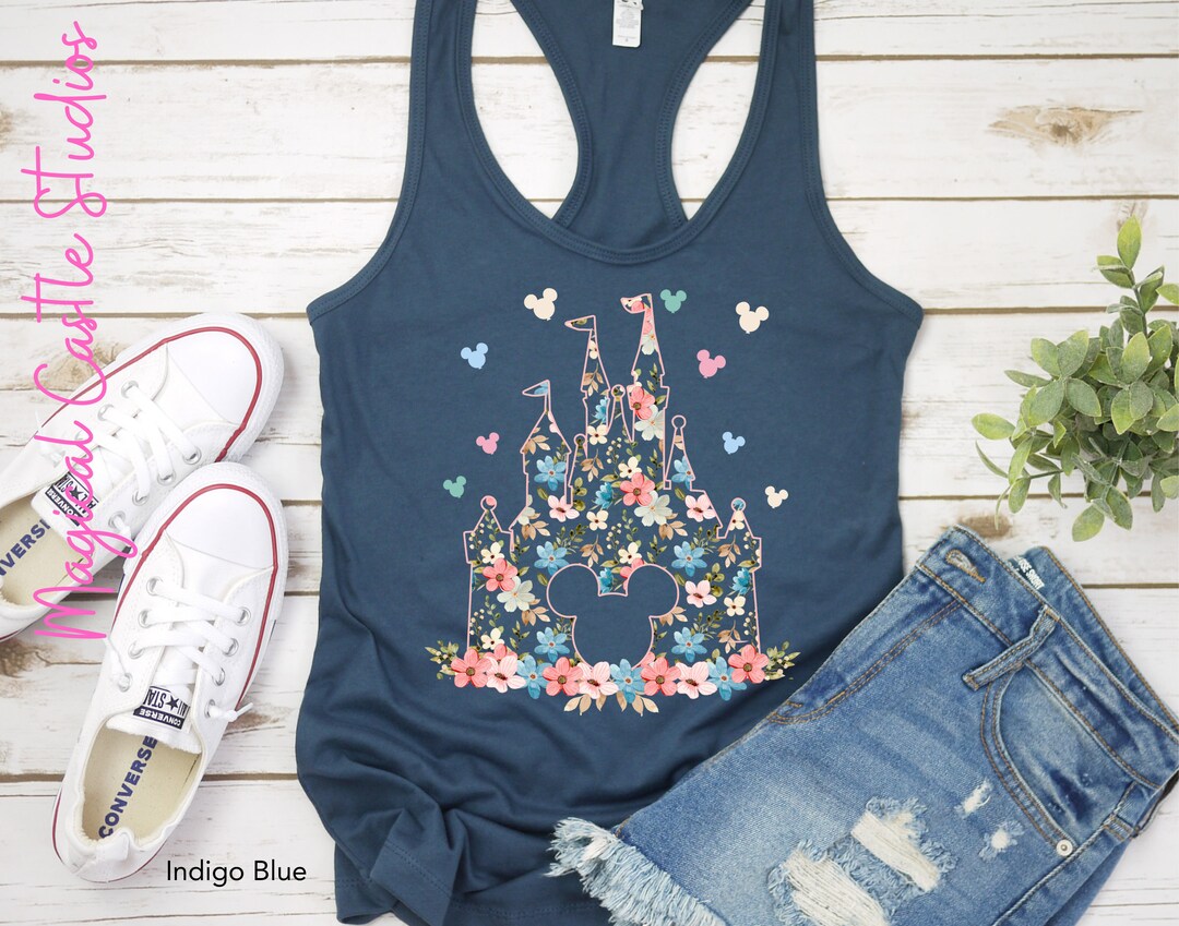 Disney Castle Racerback Tank, Floral Castle Tank, Magic Kingdom Tank ...